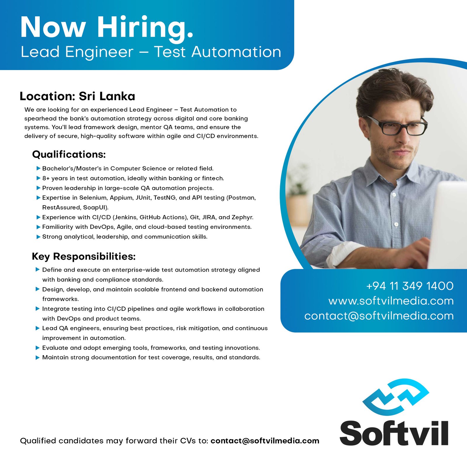 Lead Engineer – Test Automation - Softvil Technologies