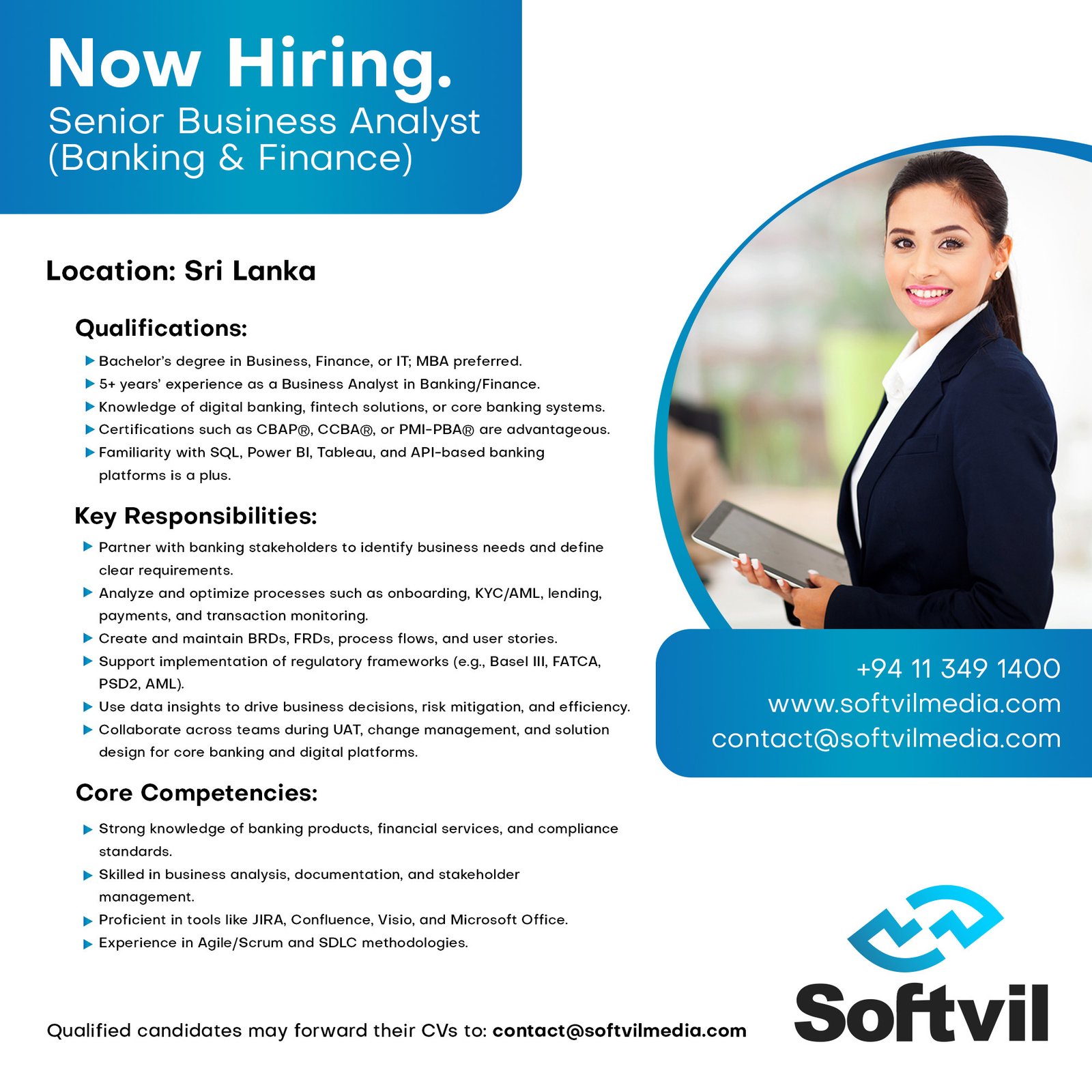 Senior Business Analyst – Banking & Finance - Softvil Technologies